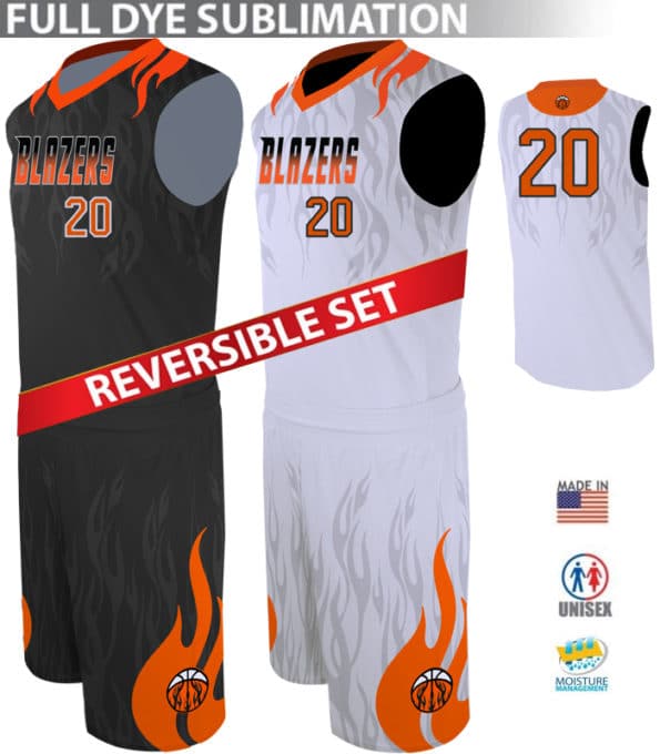 Z435 | Flames Full Dye Sublimated Reversible Basketball Set ...