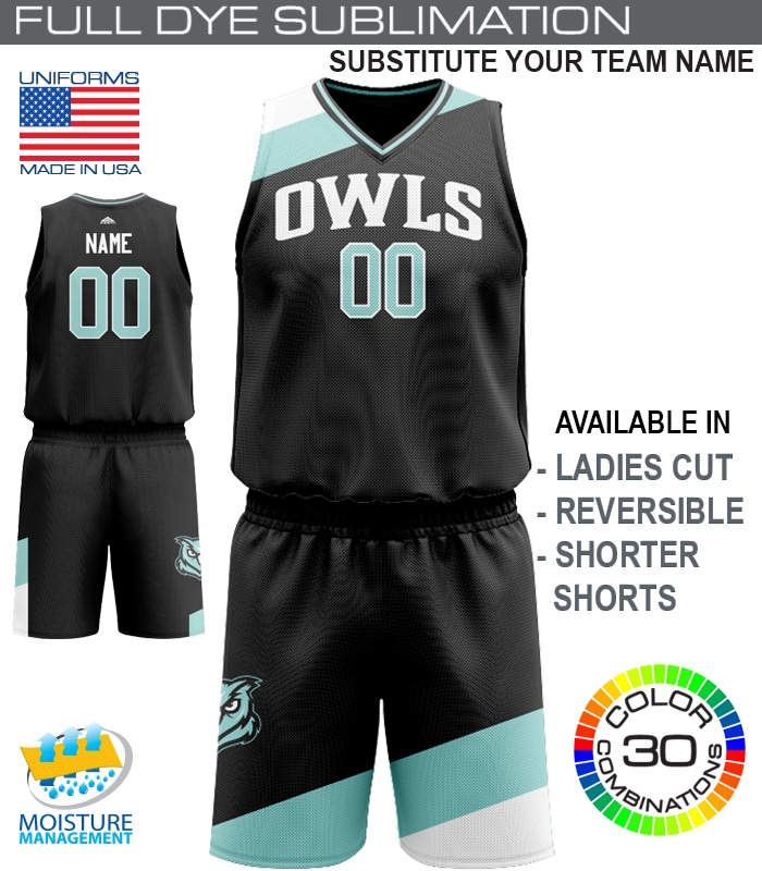 Z502 | Owls Full Dye Sublimated Basketball Set :: Youth & Adult